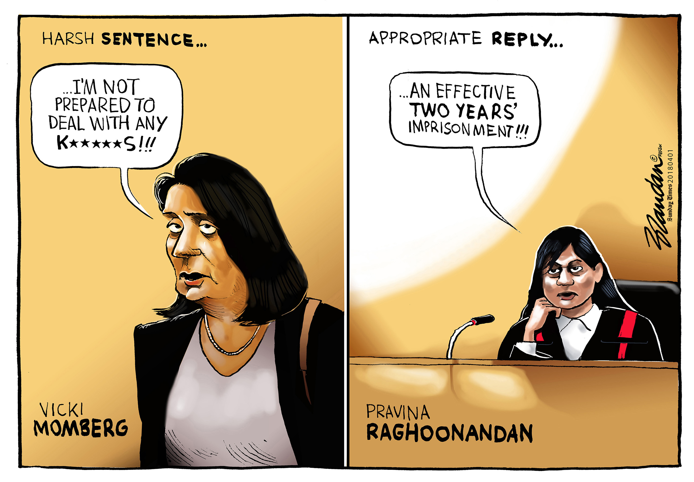 Sunday Times, Sunday 1 April 2018 | Editorial Cartoons by Brandan