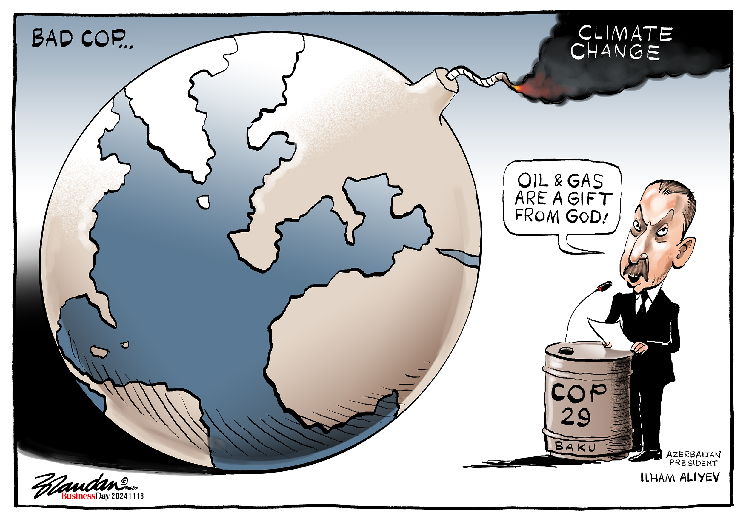Business Day, Monday 18 November 2024 | Editorial Cartoons by Brandan