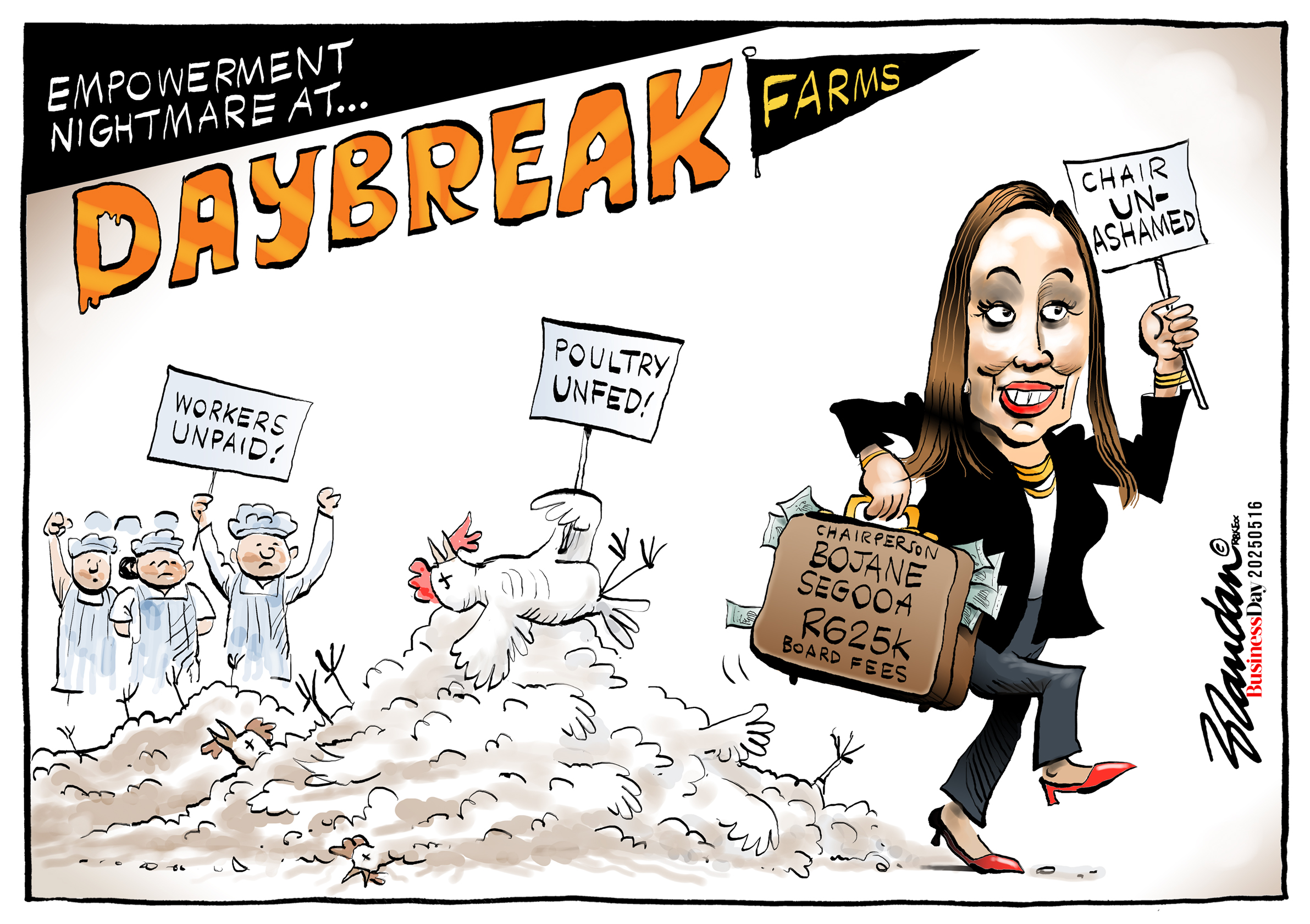 Business Day, Friday 16 May 2025 | Editorial Cartoons by Brandan