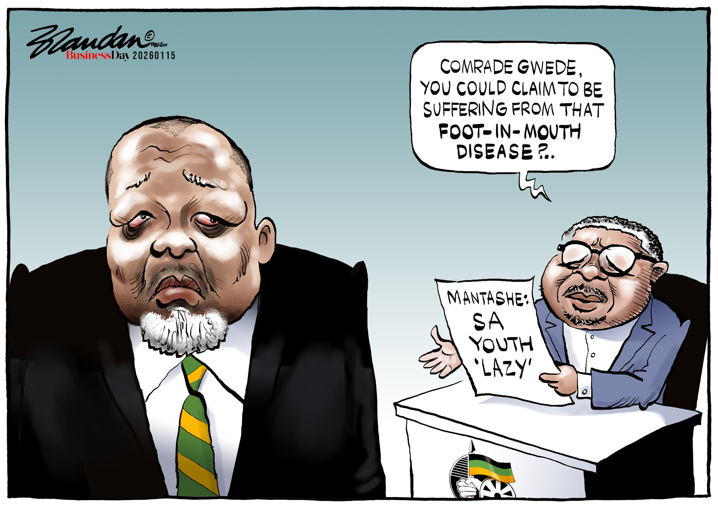 Business Day, Thursday 15 January 2026 | Editorial Cartoons by Brandan